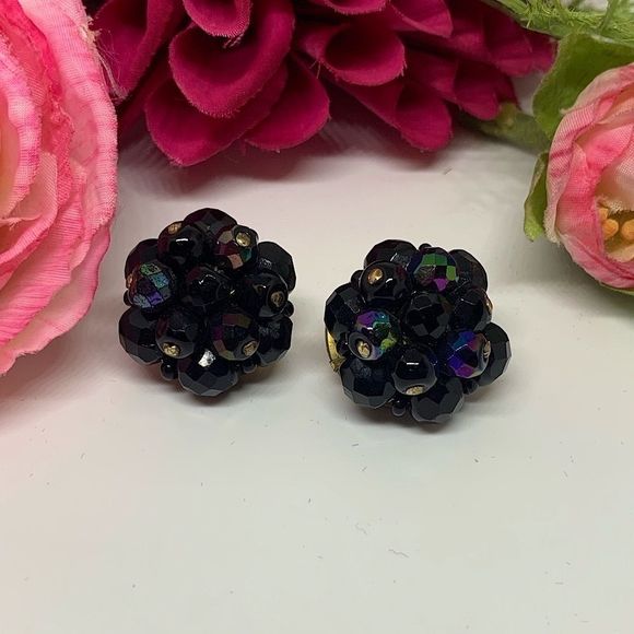 Vintage | Jewelry | Vintagewest Germany Black Crystal Clip Earrings | Poshmark